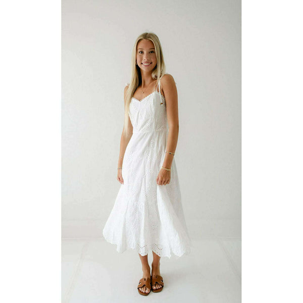 Lucy Paris Maseline Eyelet Midi Dress in White – 8.28 Boutique