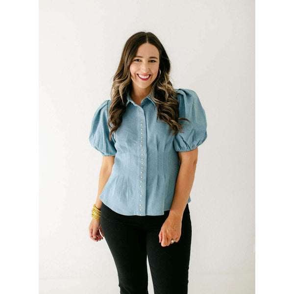 Emily McCarthy Britt Top in Denim – 8.28 Boutique